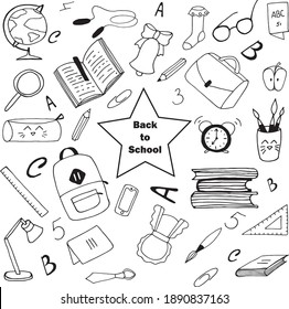 Big Hand Drawn Doodle School Items Stock Vector (Royalty Free) 1890837163