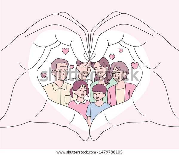 Big Hands Making Heart Gesture There Stock Vector (Royalty Free) 1479788105