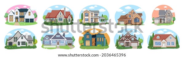 Big Houses Set Vector Buildings Set Stock Vector (Royalty Free ...