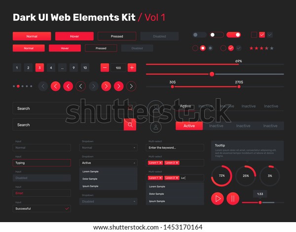 Big Huge Enhanced Ui Kit Web Stock Vector (Royalty Free) 1453170164