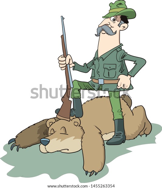 Big Hunting Hunter Big Bear Stock Vector (Royalty Free) 1455263354