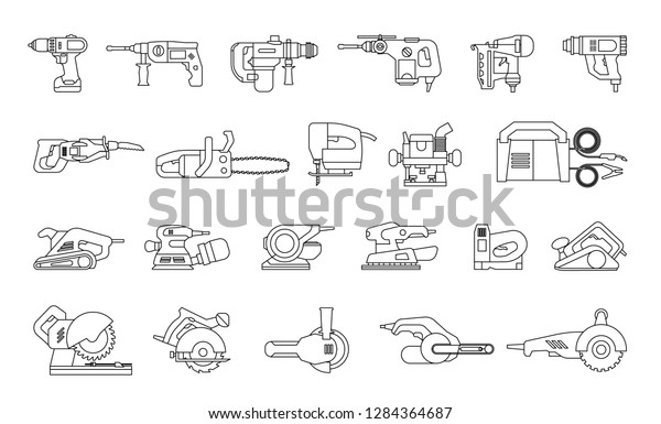 Big Icon Collection Power Electric Hand Stock Vector (Royalty Free ...