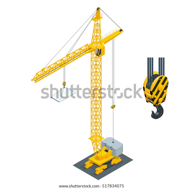 Big Industrial Crane Isometric Construction Site Stock Vector (Royalty ...
