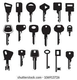 Big Key Black Silhouette Collection Stock Vector (Royalty Free ...