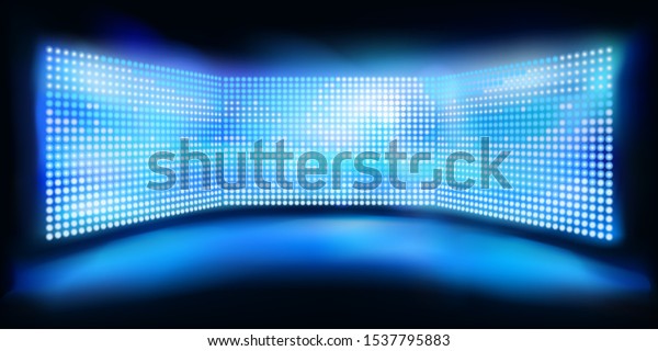 Big led projection screens. Light show on the stage. Blue abstract ...