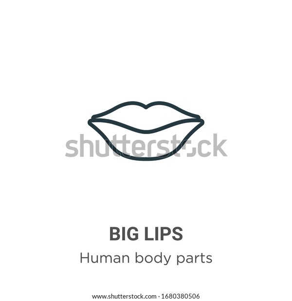 Big Lips Outline Vector Icon Thin Stock Vector (Royalty Free ...