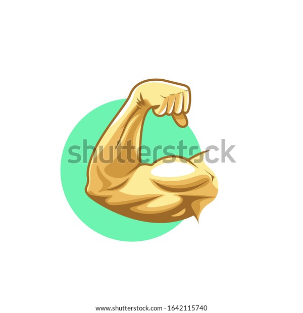 Big Muscular Bicep Logo Concept Tricep Stok Vektör (Telifsiz ...