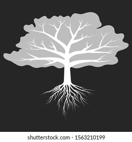 Big Oak Tree Roots Silhouette Vector Stock Vector (Royalty Free ...