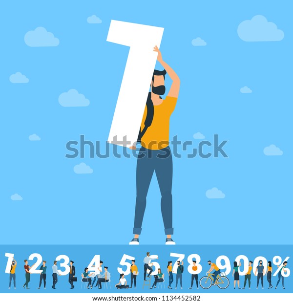 Big One Number White Numbers Illustration Stock Vector (Royalty Free ...