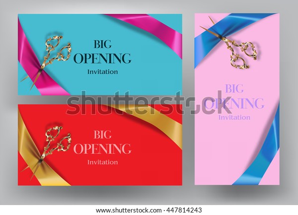 Big Opening Invitation Cards Scissors Silk Stock Vector (Royalty Free ...