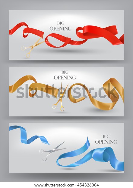 Big Opening Invitation Cards Scissors Silk: เวกเตอร์สต็อก (ปลอดค่า ...