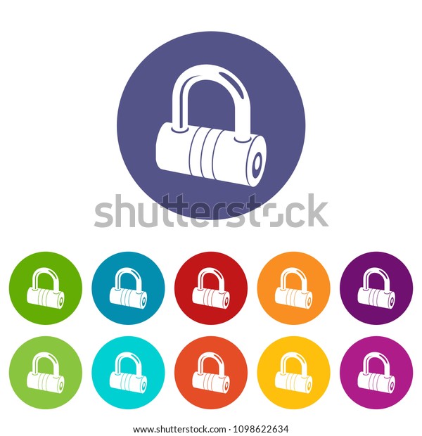 Big Padlock Icons Color Set Vector Stock Vector (Royalty Free ...