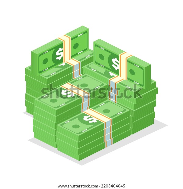 Big Pile Cash Bunch Packaged Dollar Stock Vector (Royalty Free ...