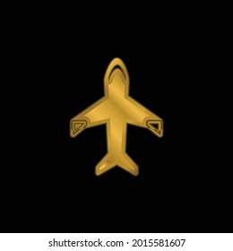 Big Plane Gold Plated Metalic Icon Stock Vector (Royalty Free ...