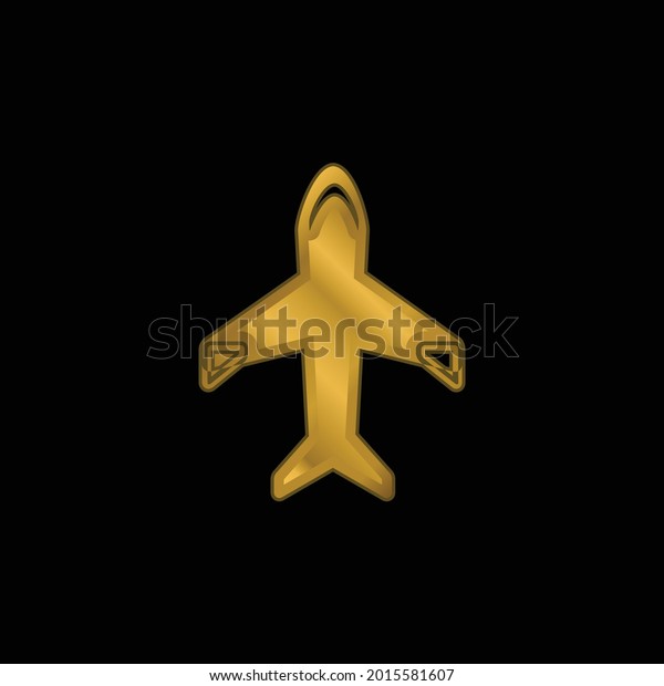Big Plane Gold Plated Metalic Icon Stock Vector (Royalty Free ...