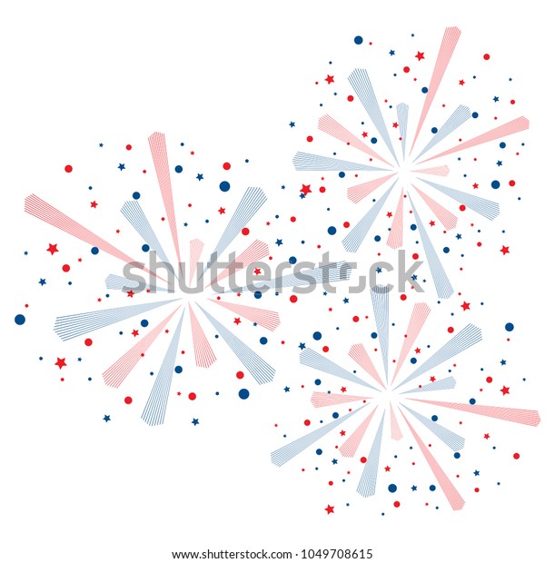 Big Red Blue Fireworks Isolated On Stock Vector (Royalty Free ...