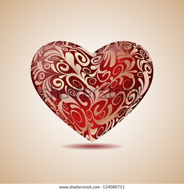 Big Red Floral Heart Vector Illustration Stock Vector (Royalty Free ...