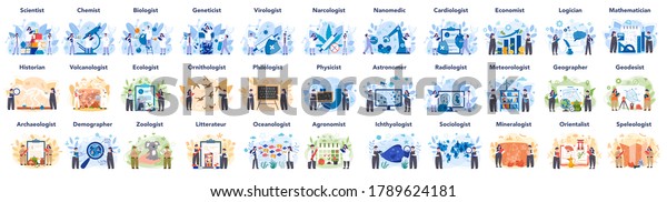 Big Scientist Profession Concept Illustration Idea Stock Vector ...