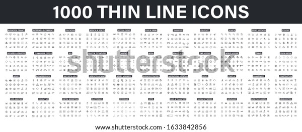 Big Set 1000 Thin Line Web Stock Vector (Royalty Free) 1633842856 ...