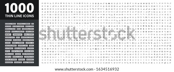 Big Set 1000 Thin Line Web Stock Vector (Royalty Free) 1634516932 ...