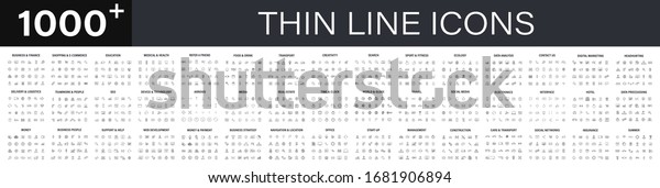 Big Set 1000 Thin Line Web Stock Vector (Royalty Free) 1681906894 ...