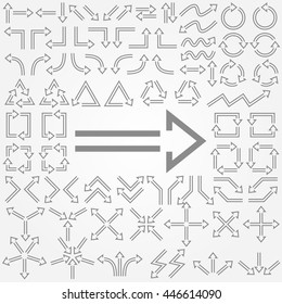 Big Set Arrows Gray Isolated Vector Stock Vector (Royalty Free ...