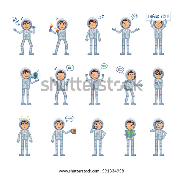 Big Set Astronaut Characters Showing Different Stock Vector (Royalty ...