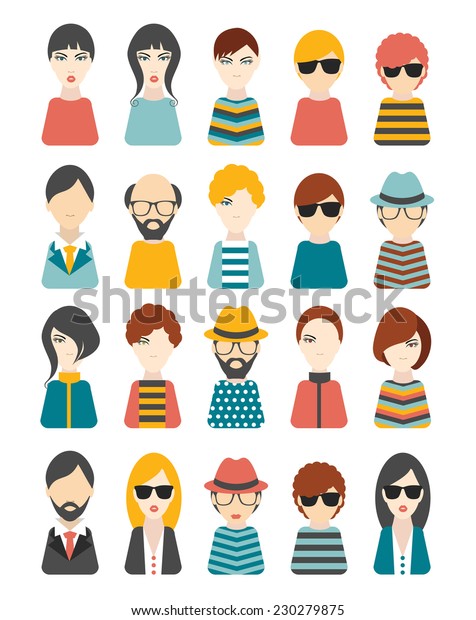 Big Set Avatars Profile Pictures Flat Stock Vector (Royalty Free ...