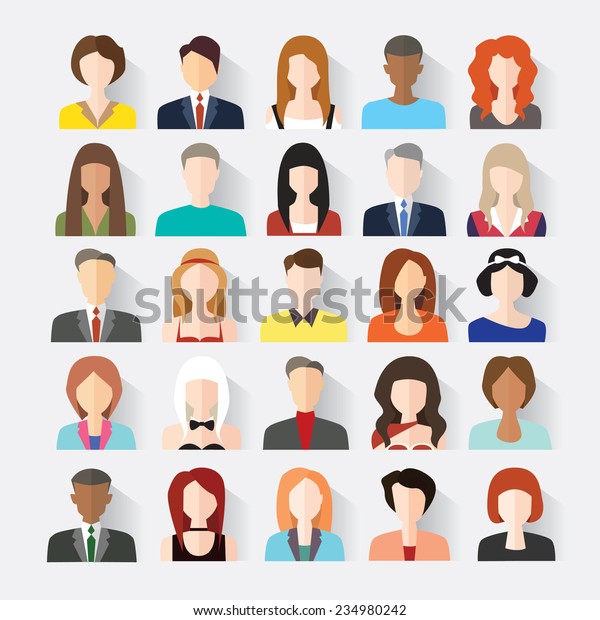 Big Set Avatars Profile Pictures Flat: Vector có sẵn (miễn phí bản ...