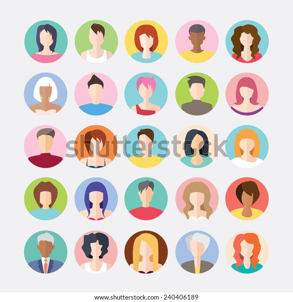 Big Set Avatars Profile Pictures Flat: vector de stock (libre de ...