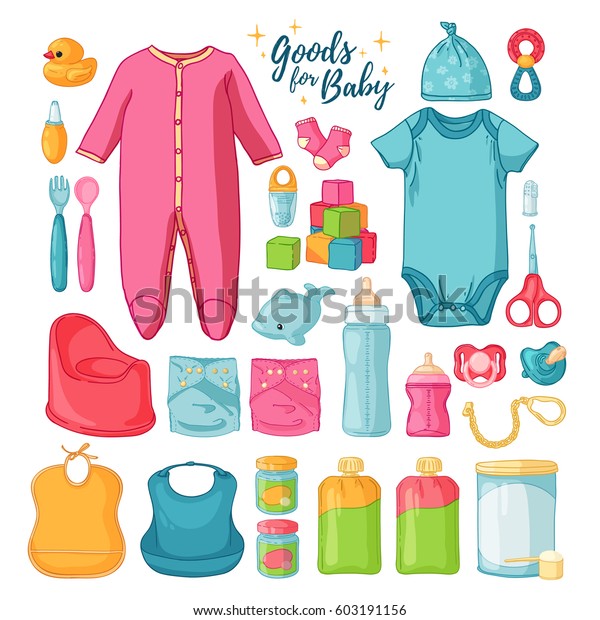 Big Set Baby Stuff Set Things Stock Vector (Royalty Free) 603191156 ...