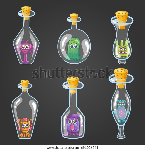 Big Set Bottle Elixir Monsters Stock Vector (Royalty Free) 691026241