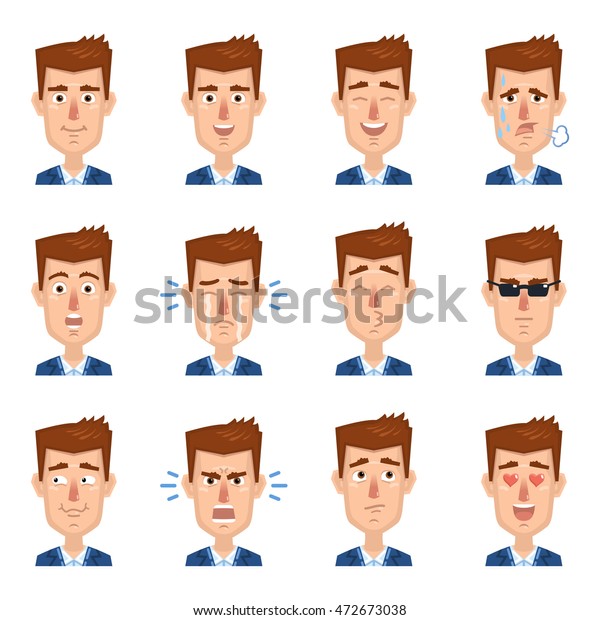Big Set Businessman Emoticons Man Avatars Stock Vector (Royalty Free ...