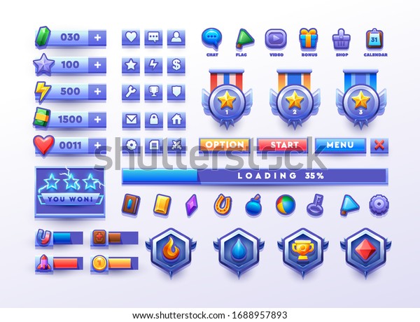 Big Set Buttons Games App Glass Stock Vector (Royalty Free) 1688957893 ...