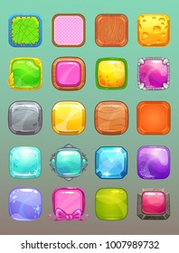 Big Set Cartoon Colorful Square Buttons Stock Vector (Royalty Free ...