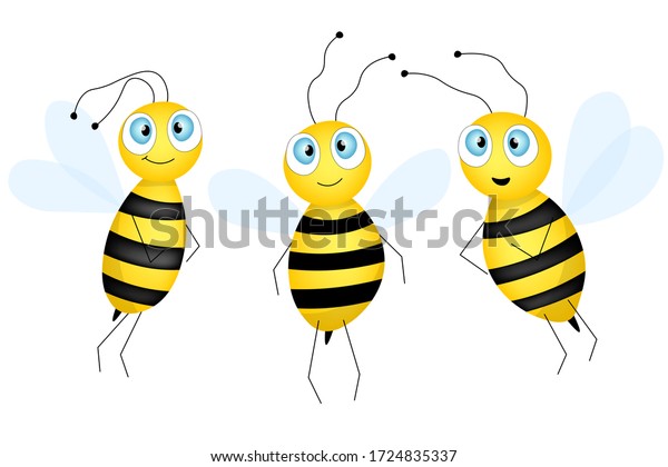 Big Set Cartoon Cute Bee Mascot Stock Vector (Royalty Free) 1724835337 ...