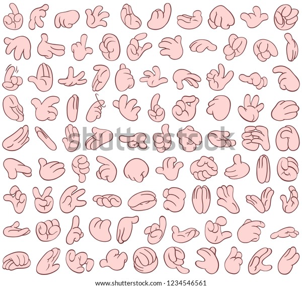 Big Set Cartoon Hands Various Gestures Stock Vector (Royalty Free ...