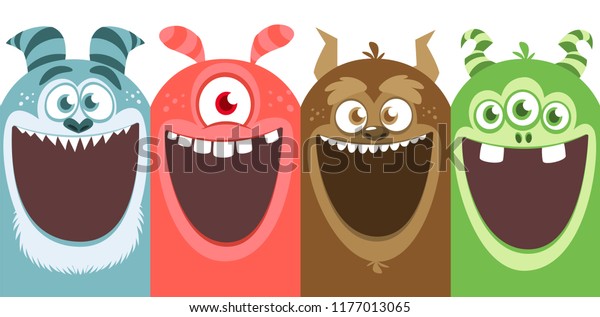 Grand ensemble de monstres de dessins : image vectorielle de stock ...