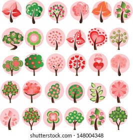 Big Set Cartoon Spring Trees Vector Stock Vector (Royalty Free ...