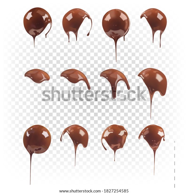 Gran conjunto de formas redondeadas de chocolate aisladas sobre fondo ...