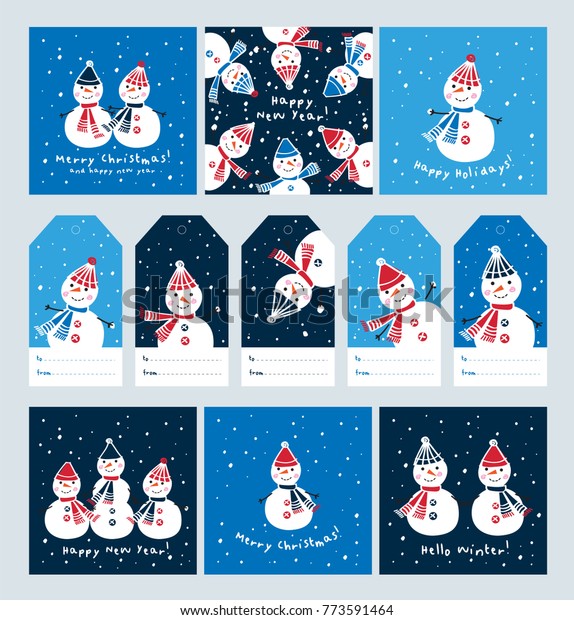 Big Set Christmas Cards Tags Cute Stock Vector (Royalty Free) 773591464 ...