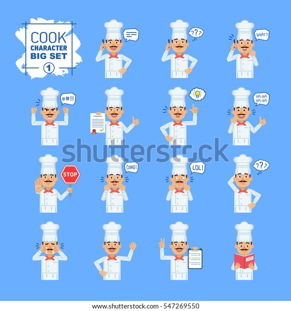 Big Set Cook Emoticons Showing Different Stock Vector (Royalty Free ...