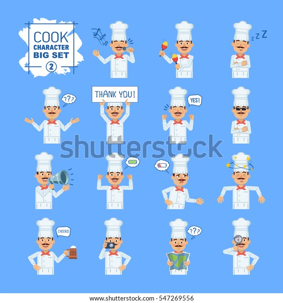 Big Set Cook Emoticons Showing Different Stock Vector (Royalty Free ...