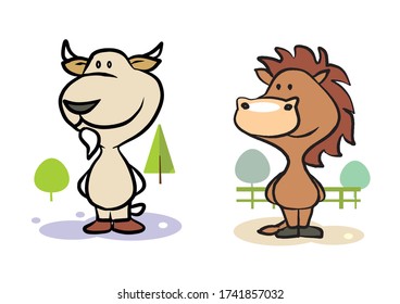 Big Set Cute Cartoon Animals Series Stock Vector (Royalty Free ...