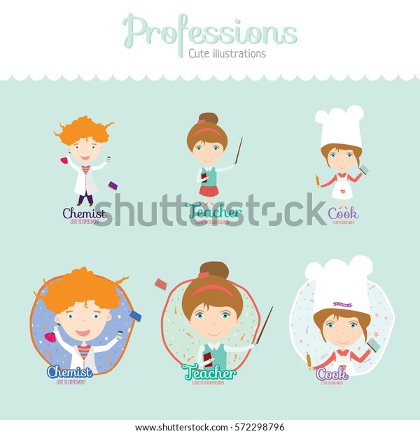 Big Set Cute Cartoon Children Professions Stock Vector (Royalty Free ...