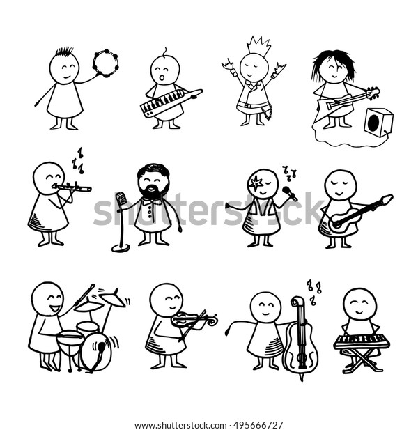 Big Set Cute Doodle People Playing Stock Vector (Royalty Free ...