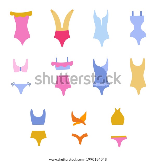 Big Set Cute Summer Swimsuits Women Stock Vector (Royalty Free ...