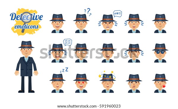 Big Set Detective Emoticons Detective Emojis Stock Vector (Royalty Free ...