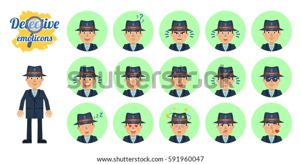 Big Set Detective Emoticons Detective Emojis Stock Vector (Royalty Free ...