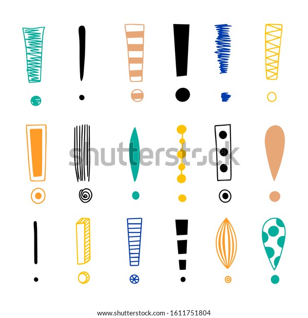 Big Set Doodle Drawings Exclamation Marks Stock Vector (Royalty Free ...